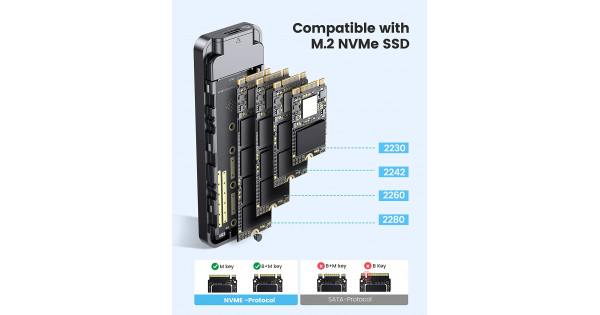 ORICO M.2 NVME SSD ENCLOSURE USB3.1, TYPE-C HM2-G2
