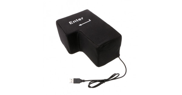 HUGE ENTER KEY USB BLACK ANTI-STRESS BIG SOFT PILLOW