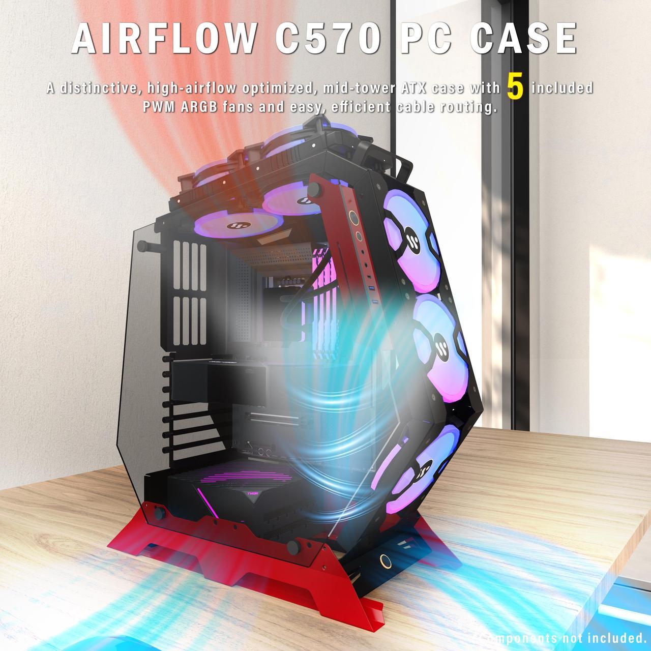 KEDIERS PC CASE ATX MID TOWER TG GAMING TOWER