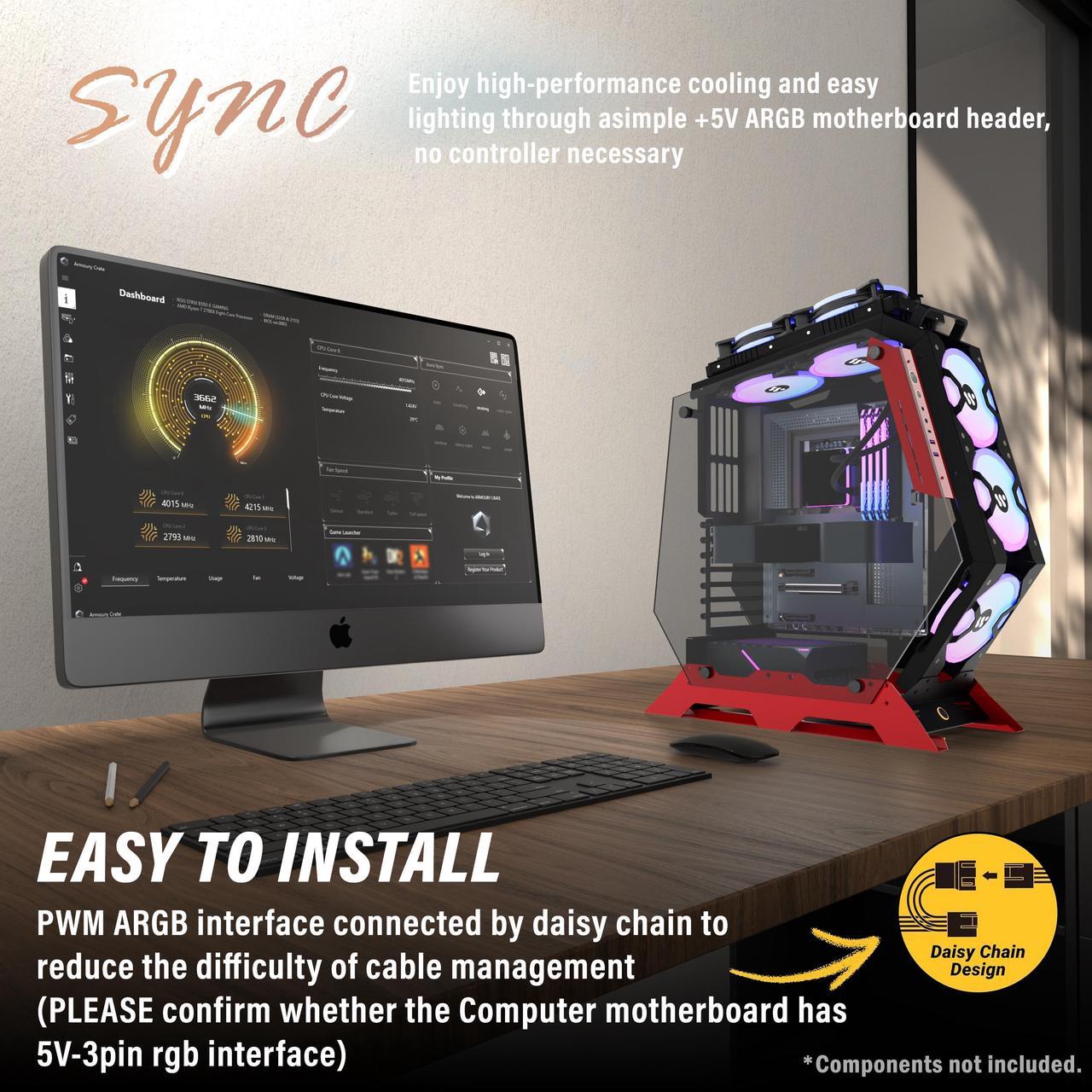 KEDIERS PC CASE ATX MID TOWER TG GAMING TOWER