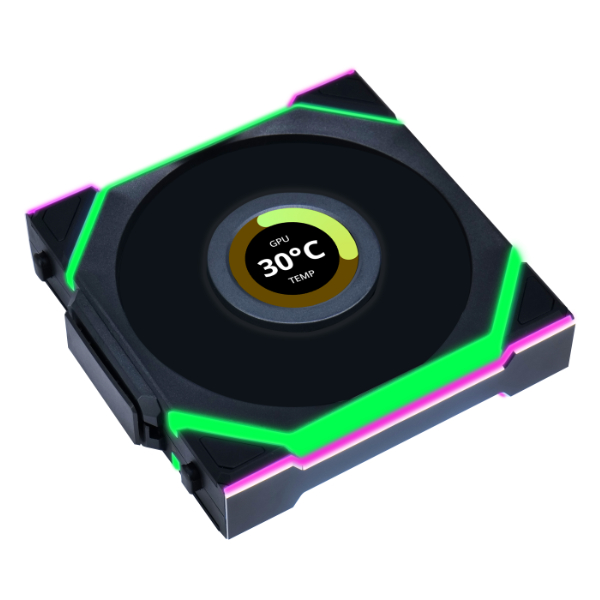 LIAN LI UNI FAN SL WIRELESS LCD 120 RGB TRIPLE PACK BLACK - REVERSE