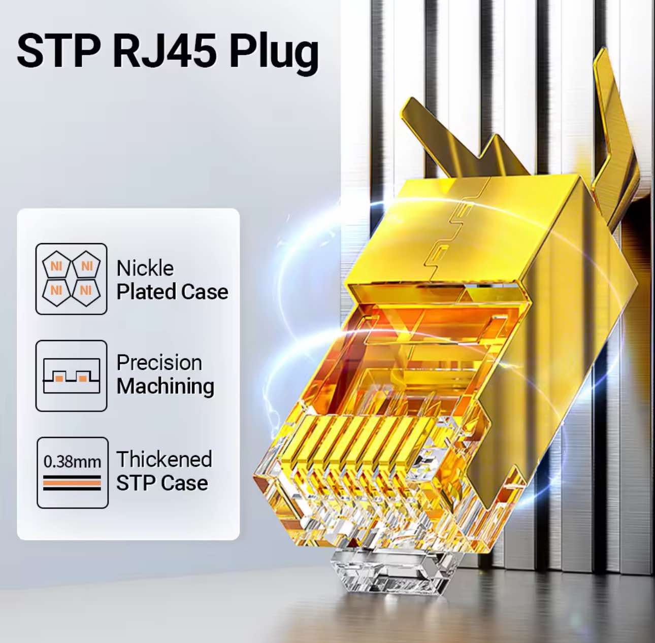 AMPCOM CAT7 RJ45 CONNECTOR CAT 6A AND CAT 7 NETWORK CABLE GOLD