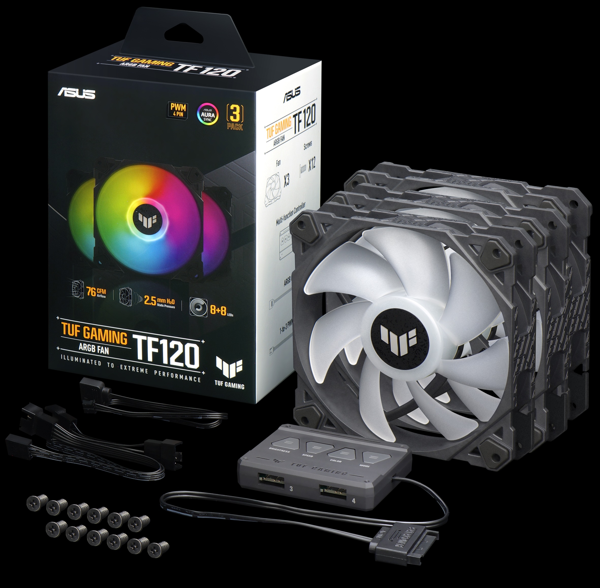 ASUS TUF PREMIUM FAN TF120 ARGB - TRIPLE KIT BLACK