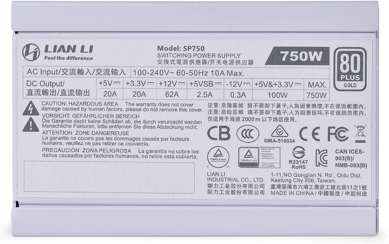 LIAN-LI 750W SP750 80 PLUS GOLD SFX MODULAR WHITE