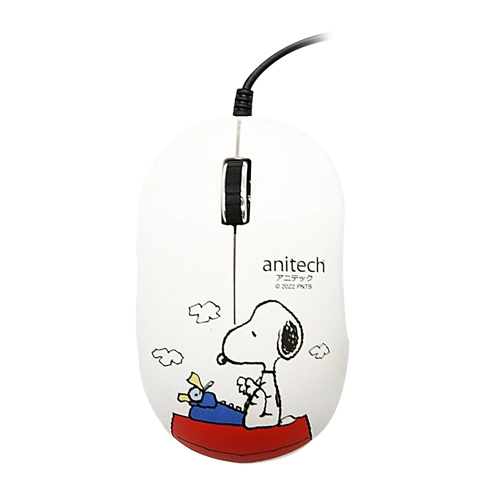 ANITECH WIRED MOUSE SNOOPY WHITE