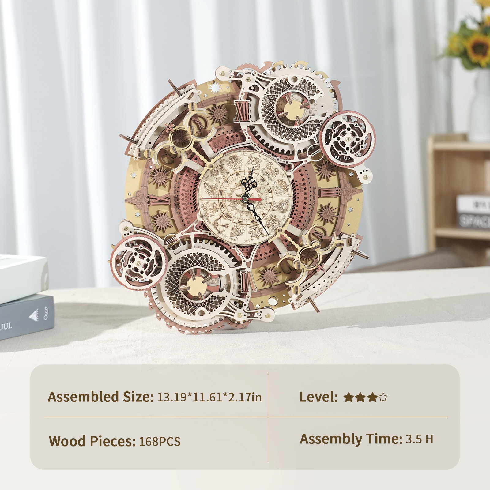Robotime ROKR Zodiac Wall Clock 3d Wooden Puzzle